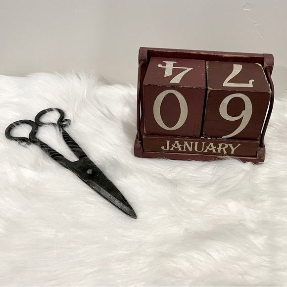 Accents | Rustic Wood Perpetual Block Calendar Rustic Hand Forged ...